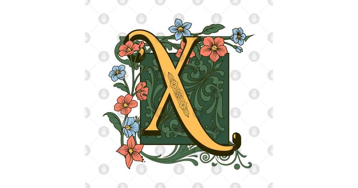Art Nouveau Letter X, Ornamental Letter X, Art Deco - Letter Design - T ...