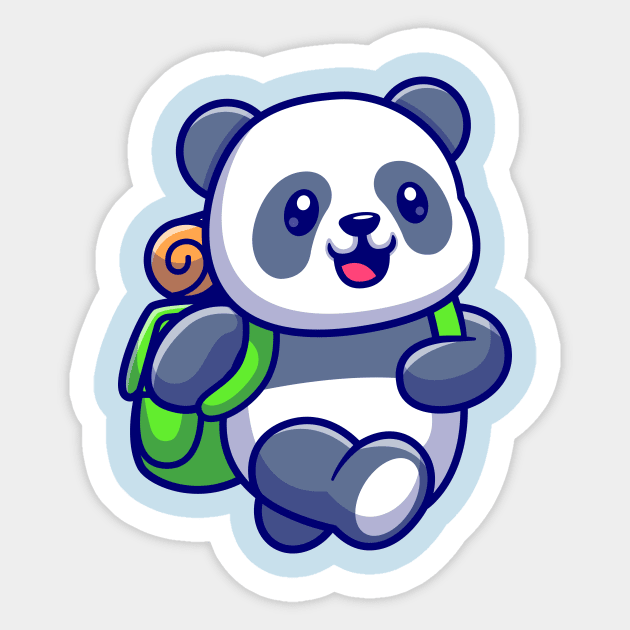 Cute Panda Traveling With Backpack Cartoon - Cute Panda Traveling With ...