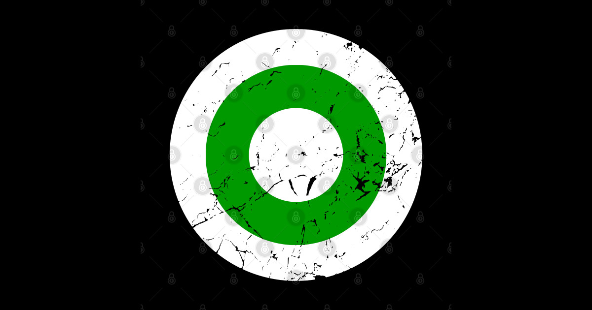 Distressed White and Green Roundel - Green And White - Sticker | TeePublic