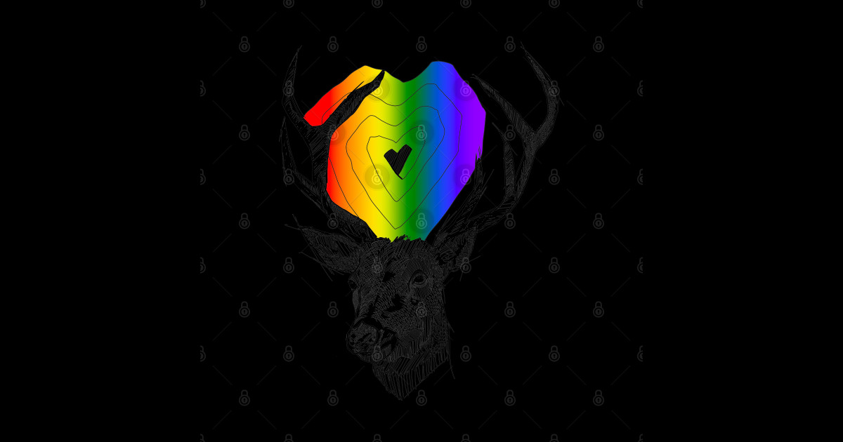 Stag deer with pride heart. Feel the rainbow - Rainbow Heart Stag ...