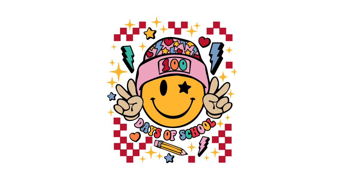 100 Days of School, Groovy 100 Days Of School, School 100th Day, Retro ...