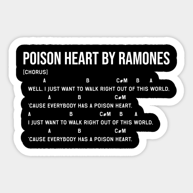 Poison Heart Chords Lyrics - Punk Rock - Sticker | TeePublic
