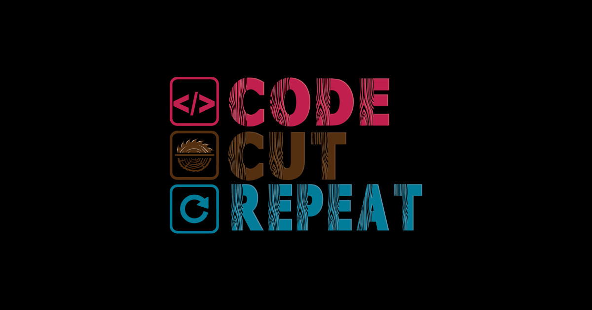 Code | Cut | Repeat - Coding Humor - Sticker | TeePublic