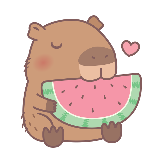 Cute Capybara Eating Watermelon - Capybara - T-Shirt | TeePublic