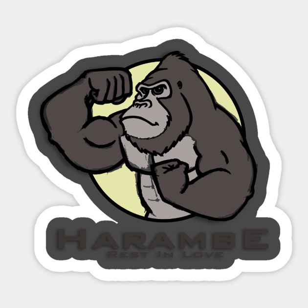#1 HARAMBE CARTOON - Harambe Restinpeace Restinlove - Sticker | TeePublic