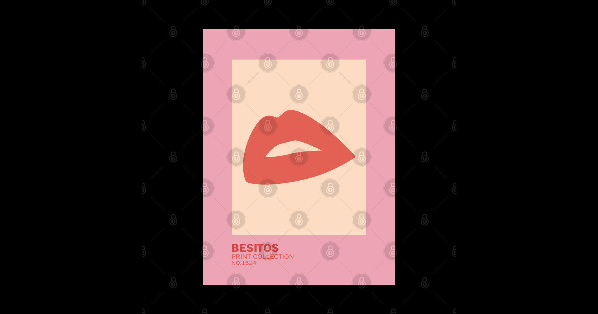 Besitos, Red lips, Kiss art print, Y2K, Retro poster, Fashion decor, Aesthetic art, Valentine's ...