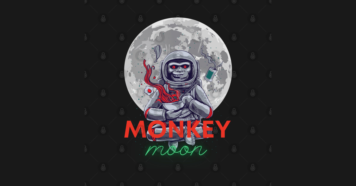 Monkey moon in space moon background - Space - T-Shirt | TeePublic