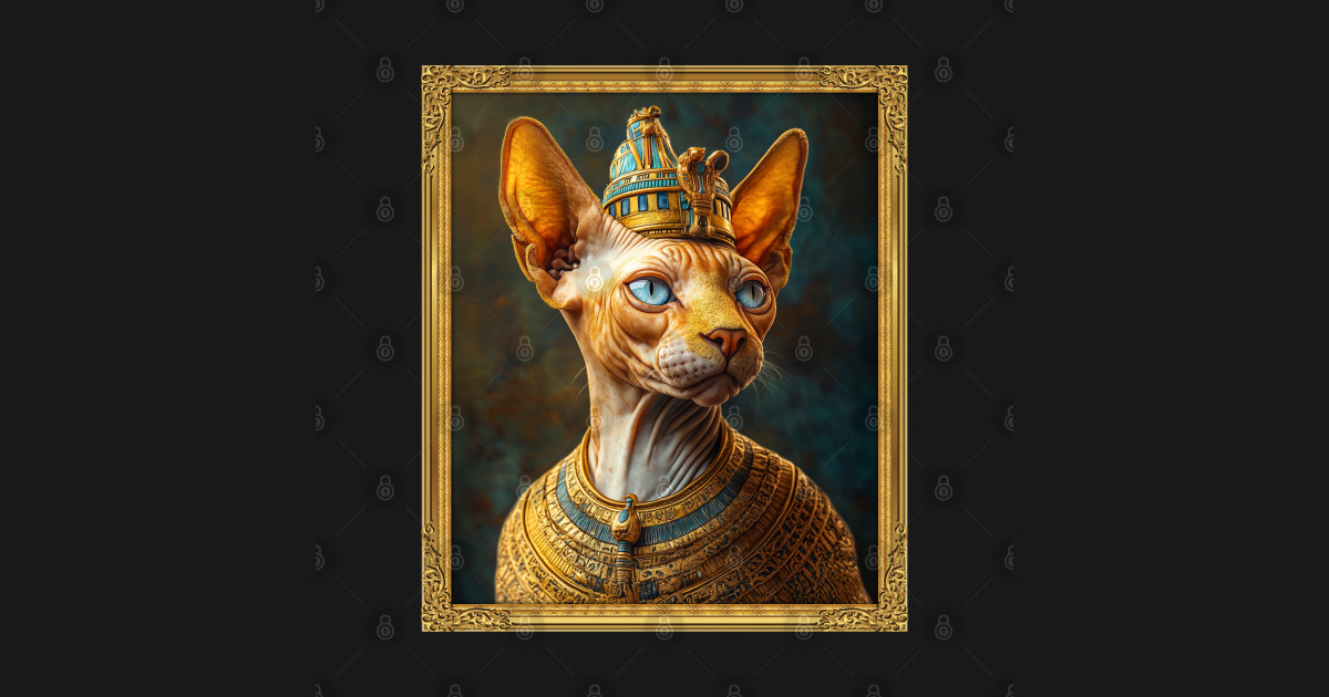 Red Sphynx Pharaoh: Queen of the Nile (Framed) - Royal Cat - T-Shirt ...