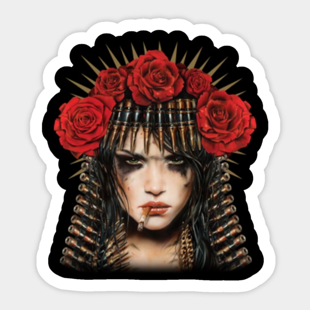 Girl red rose smoking - Girl Red Rose Smoking - Sticker | TeePublic