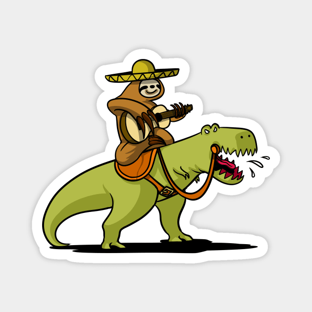 Mexican Sloth Riding T-Rex Dinosaur - Sloth - Magnet | TeePublic