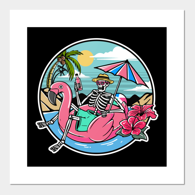 Summer Skeleton Floating in a Pool - Summer Skeleton - Posters and Art ...