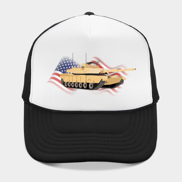 M1A1 / M1A2 Abrams Tank with American Flag - Tank - Hat | TeePublic