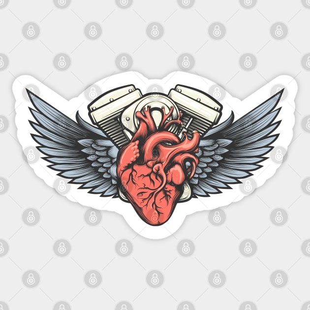 Motor Heart Tattoo - Biker Tattoo Motor Motorcycle Heart Spe - Sticker ...