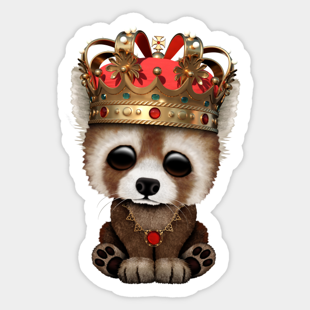 Cute Red Panda Wearing Crown - Baby Red Panda - Sticker | TeePublic