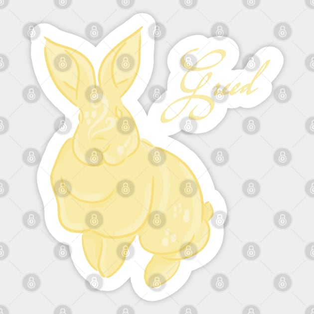 Seven Deadly Rabbits Series - Greed (text) - Rabbit - Sticker | TeePublic