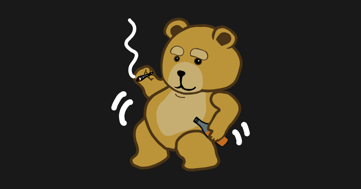 smoking dancing drinking bear - Ted - T-Shirt | TeePublic