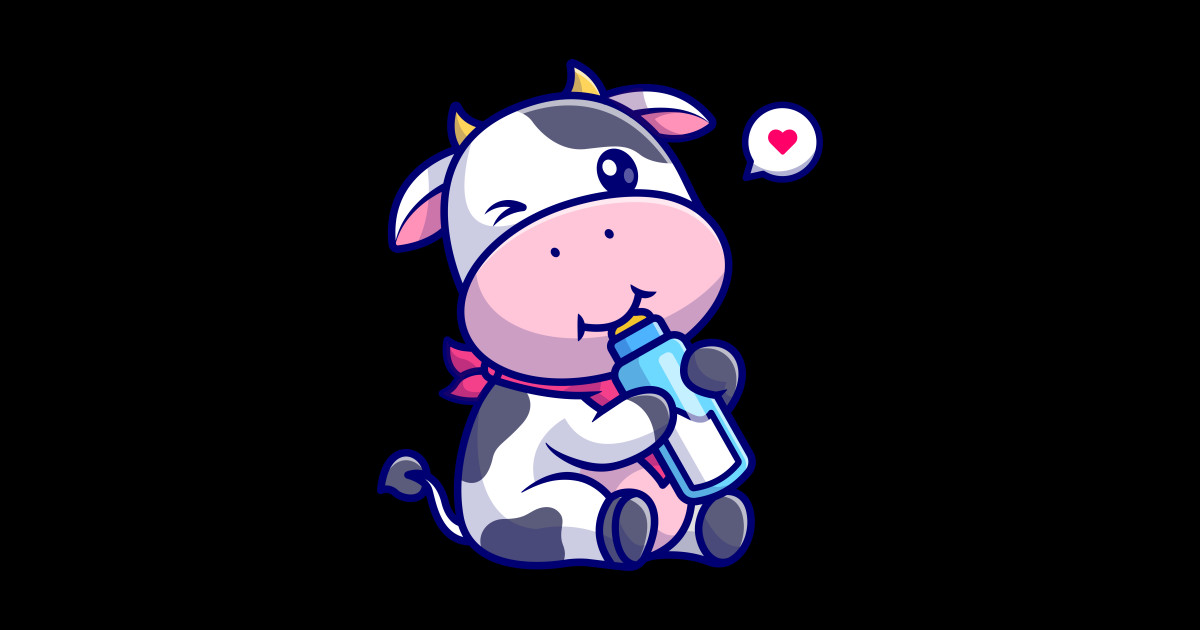 Cute Cow Drink Milk Cartoon - Cute Cow Drink Milk Cartoon - Sticker ...