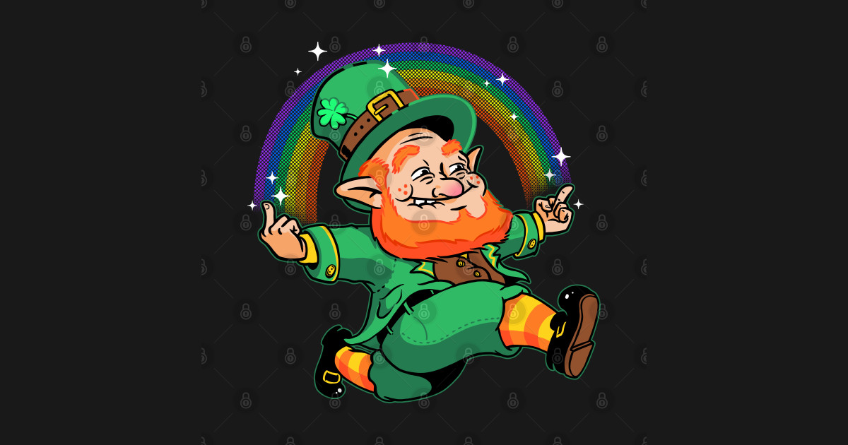 Leprechaun Middle Finger Up Luck You Rainbow St. Patrick's Day ...