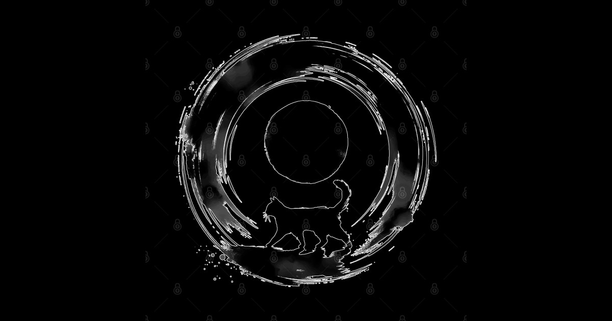 Sumie Enso Circle Japanese Brushstroke Black Cat - Enso Circle ...