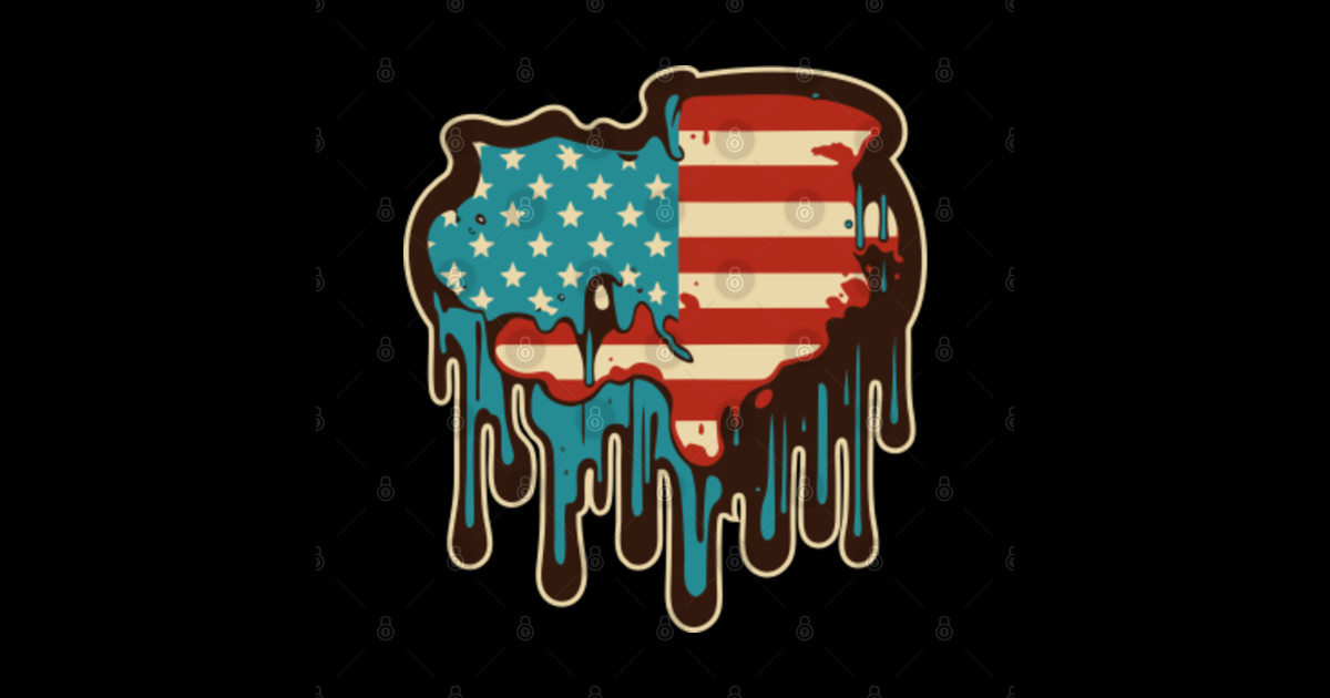 color drops melting USA flag - Melting Usa Flag - Sticker | TeePublic