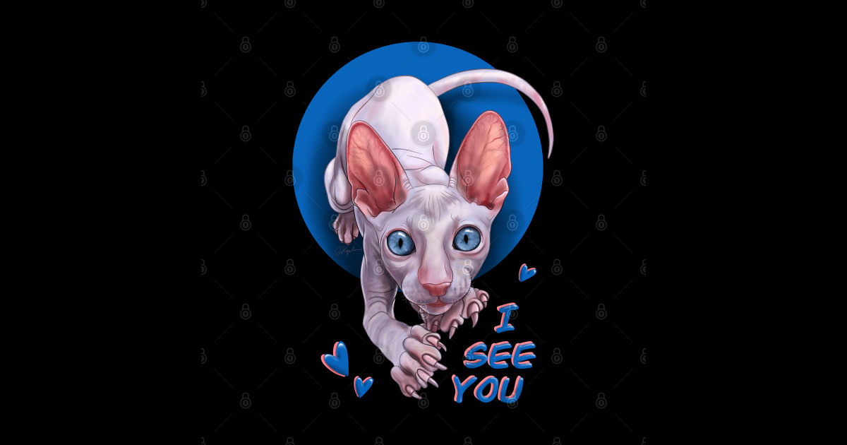 Cat Pink Sphynx. I See You. - Cat - Sticker | TeePublic