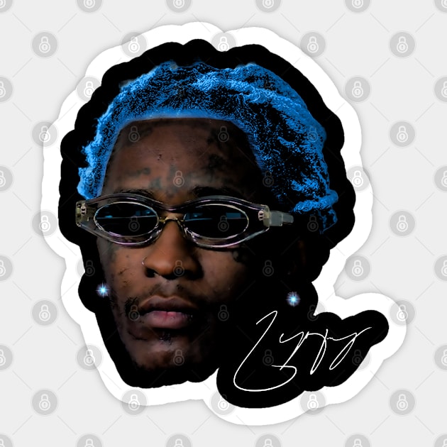 Young Thug Head Blue - Young Thug - Sticker | TeePublic