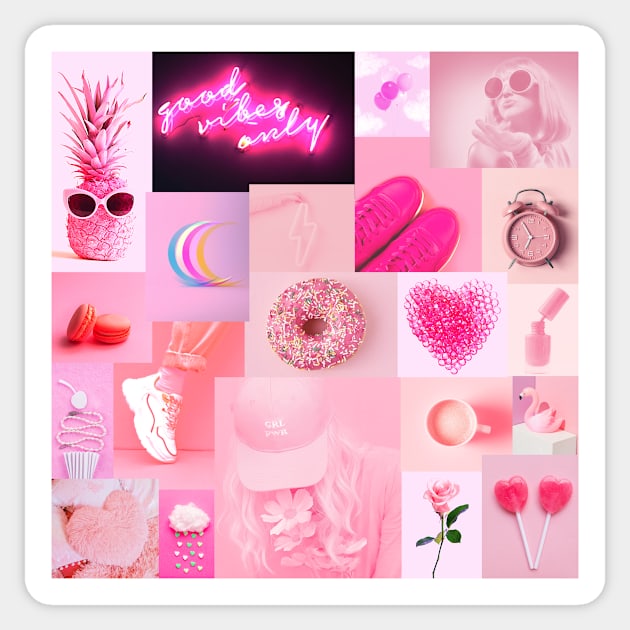 Pink Aesthetic Collage - Pinkshades - Sticker | TeePublic
