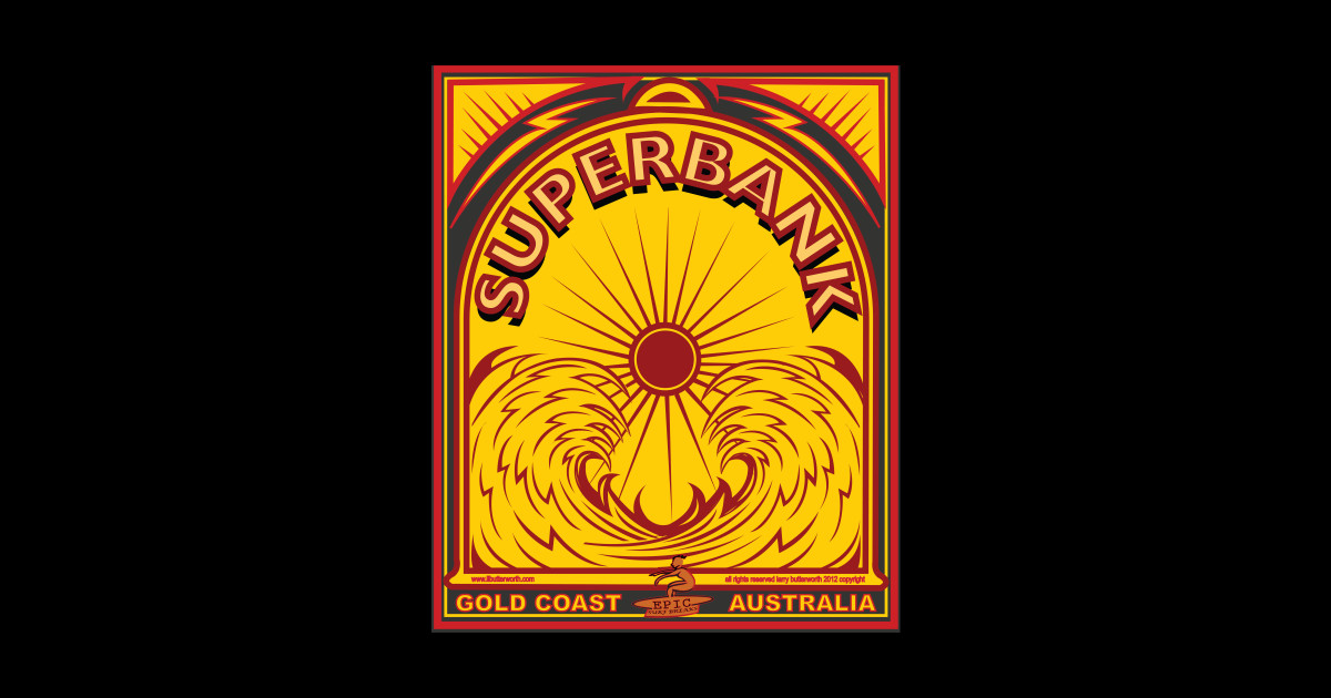 SUPERBANK GOLD COAST AUSTRALIA SURFING - Surfing - Sticker | TeePublic