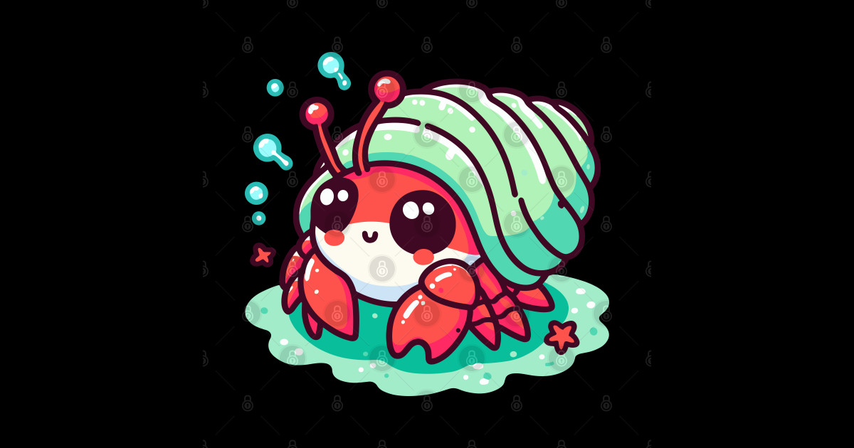 cute hermit crab cartoon - Hermit Crab - Sticker | TeePublic