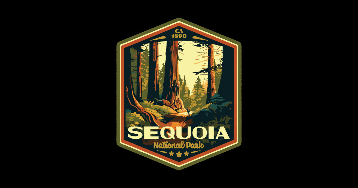 Sequoia National Park Vintage WPA Style Outdoor Badge - Sequoia ...