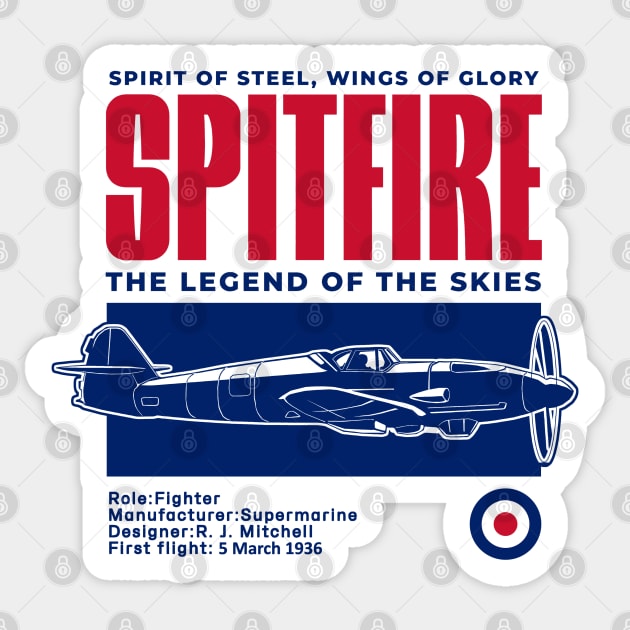 Supermarine Spitfire | WW2 Plane - Spitfire - Sticker | TeePublic