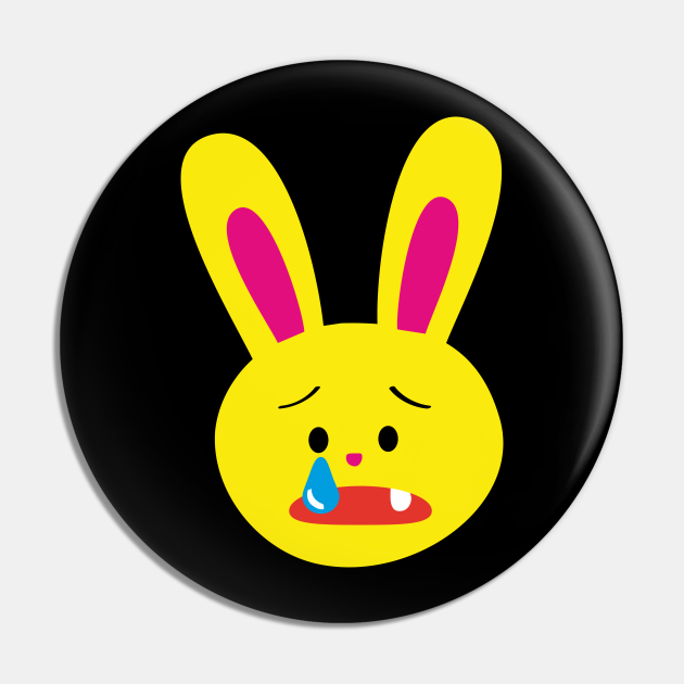 One Tooth Rabbit Emoji Crying Bunny Face - Rabbit Emoji - Pin | TeePublic