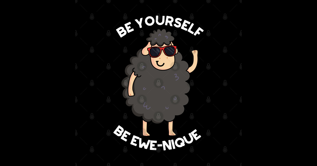 Be Yourself Be Ewe-nique Positive Sheep Pun - Sheep Puns - Pillow ...