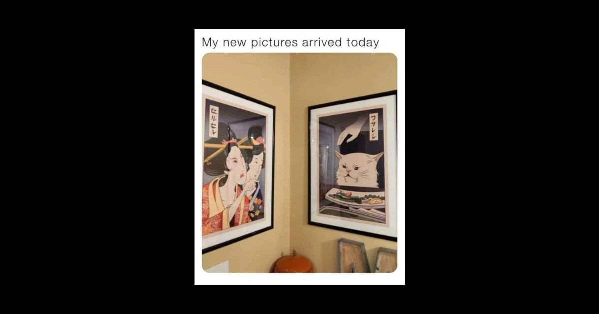 Ukiyo-e Woman Yelling at Cat – Funny Art Meme - Meme - Sticker | TeePublic