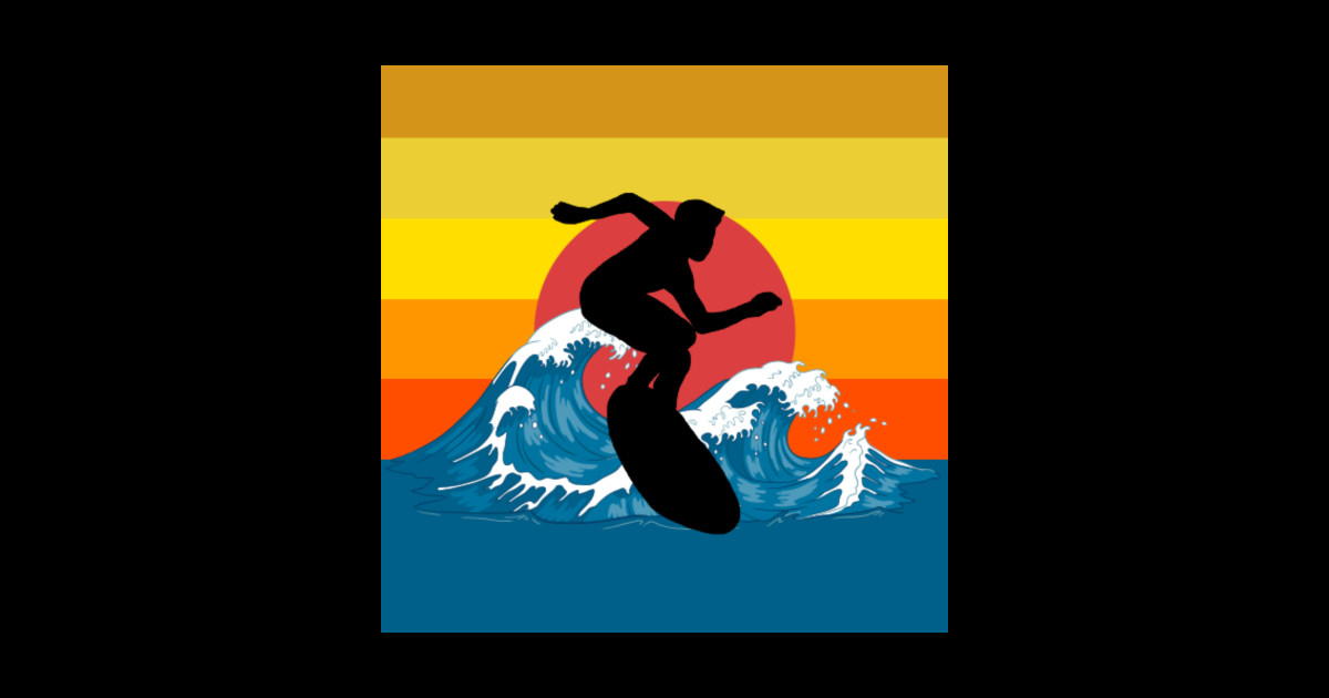 Sufer surfing waves riding sunset sea - Surfer - Sticker | TeePublic