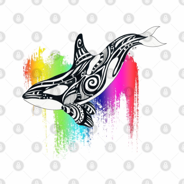 Orca Killer Whale Rainbow Tribal Tattoo Ink Art - Orca Whale - Hat ...