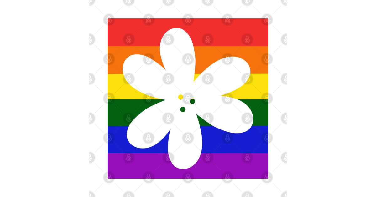 Flower Outline - discreet gay pride flag - Flower - T-Shirt | TeePublic