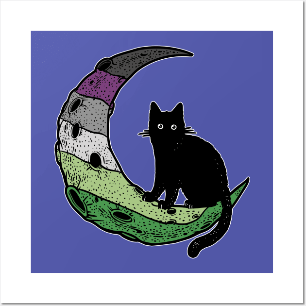 Aroace Cat Moon LGBT Asexual Aromantic Pride Flag - Aroace - Posters ...
