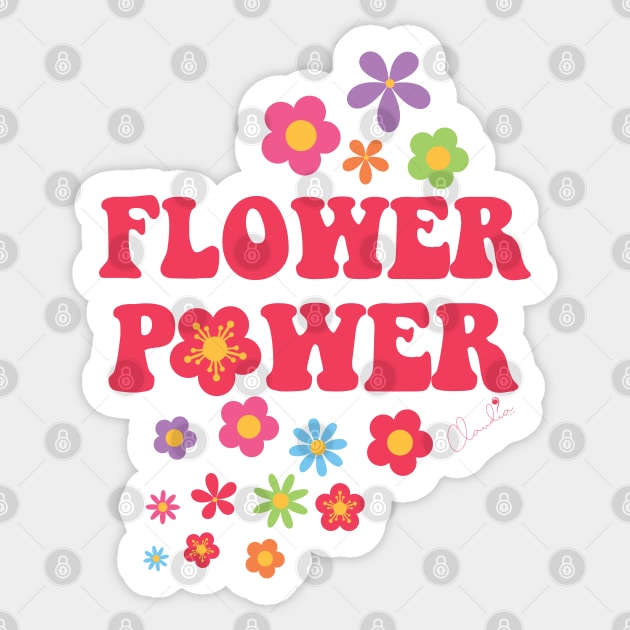 Colorful Flower Power Print - Claudia Flores Designs - Sticker | TeePublic