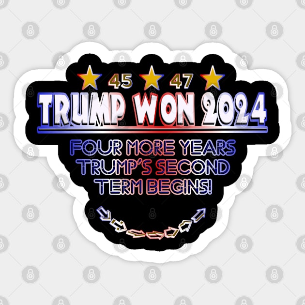 Trump Won 2024 Donald Trump 45 47 - Trump Won - Sticker | TeePublic