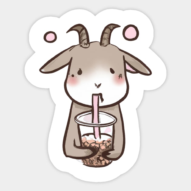The goat is drinking bubble tea - Goats - Sticker | TeePublic