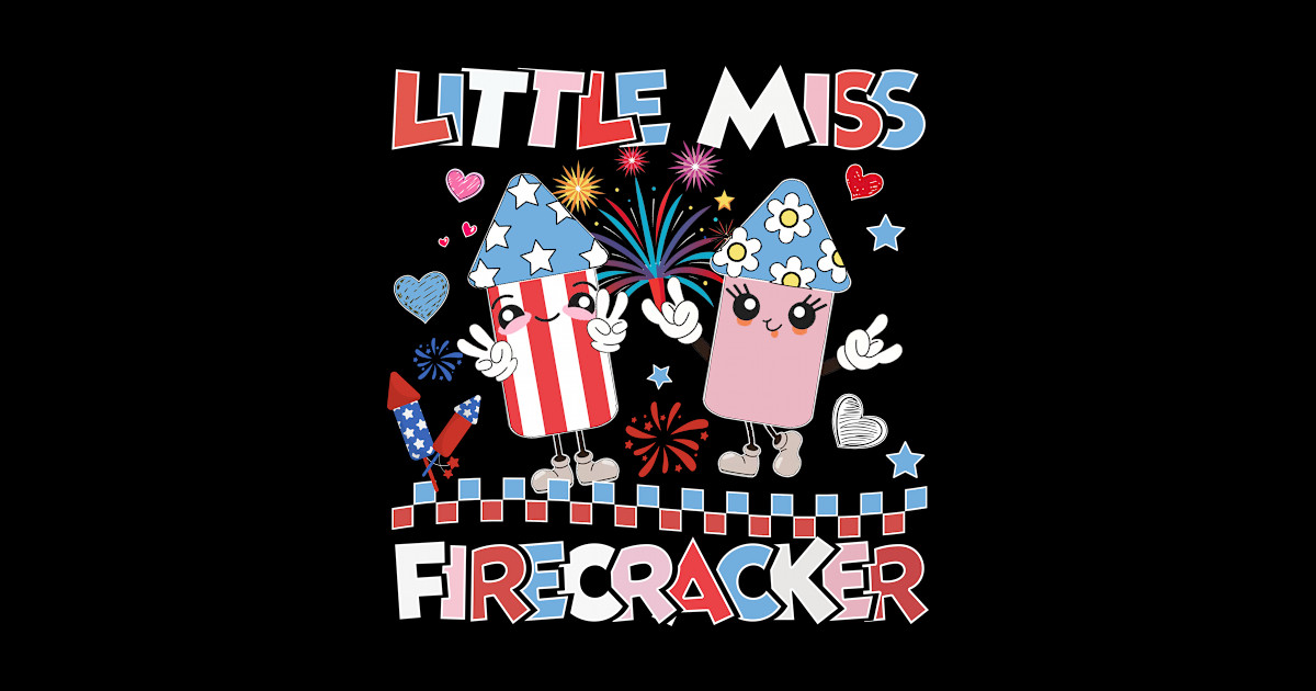 Groovy 4th Of July USA Girl Little Miss Firecracker Women - Little Miss ...