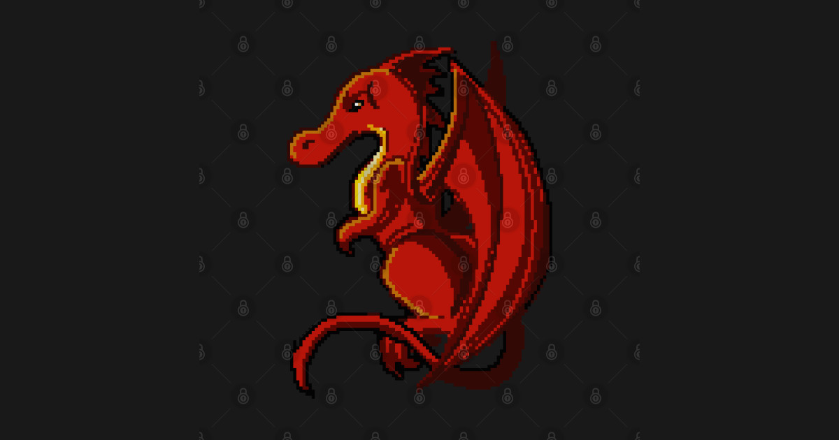 Dragon in flight pixel art - red - Dragons - T-Shirt | TeePublic