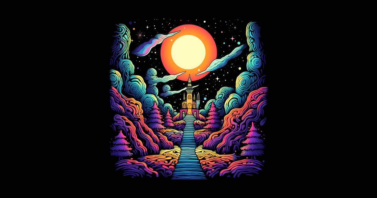 Stairway to Heaven - Psychedelic Castle Art - Festival - Sticker ...