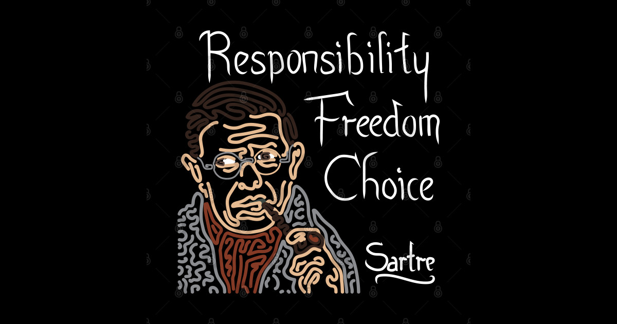 STYLIZED LINE ART SARTRE - RESPONSIBILITY FREEDOM CHOICE - neutral ...