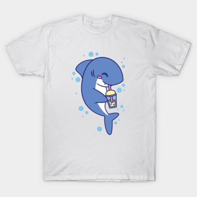 Shark Drinking Boba Tea - Shark - T-Shirt | TeePublic