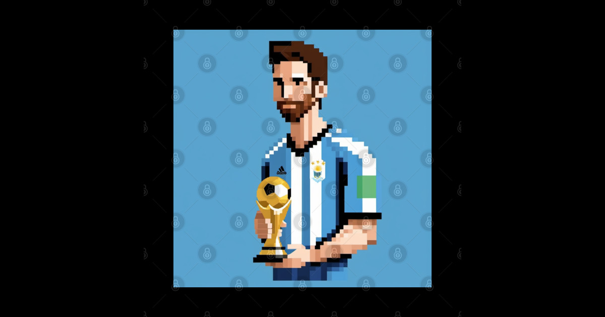 Messi Pixel World Cup Argentina Art Gift - Messi Pixel Art - Sticker ...