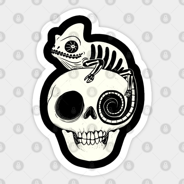 Death Mimic Chameleon - Chameleon Skull - Sticker | TeePublic