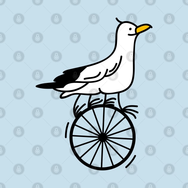 Funny seagull is riding a unicycle - Gull - T-Shirt | TeePublic