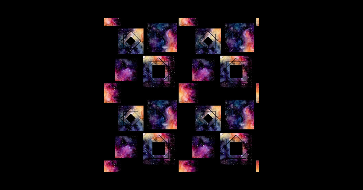 Watercolor Nebula and Starry Sky in Squares - Abstract - Pin | TeePublic